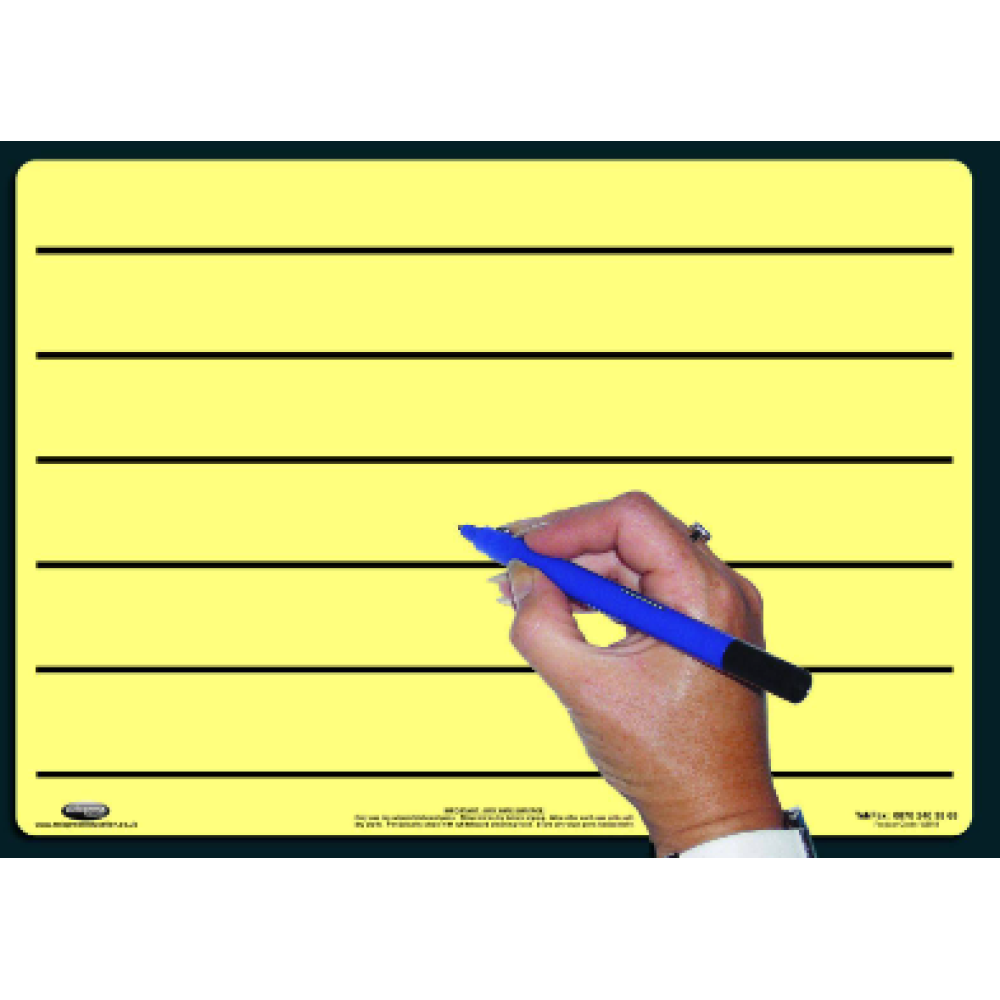 A4 Tinted Lined Dry Wipe Board Yellow